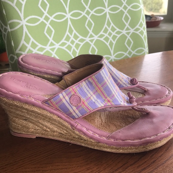 Born | Shoes | Born Wedge Heel Plaid Sandals | Poshmark